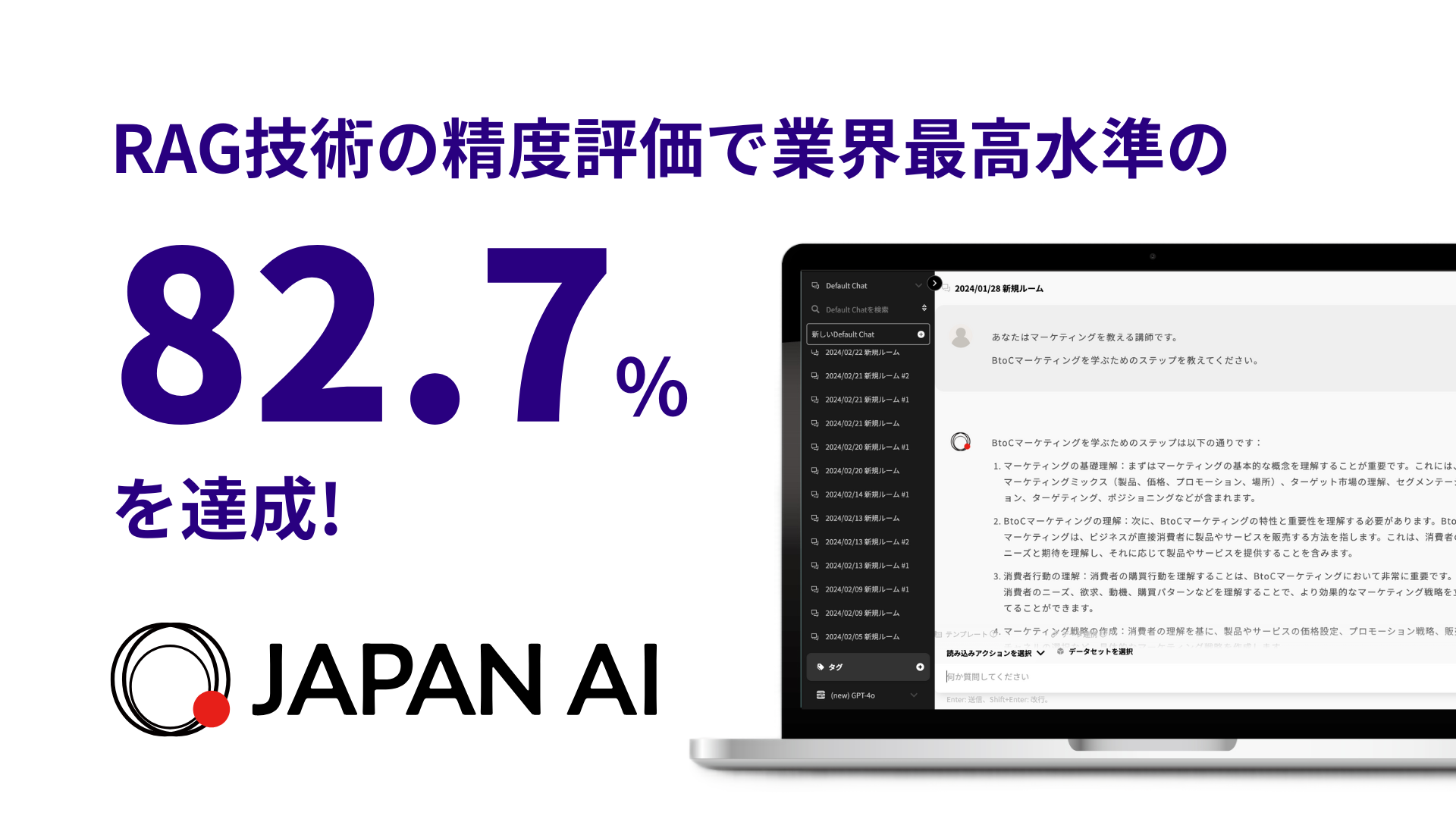 ジーニーのグループ会社 JAPAN AI、RAG技術の精度評価で業界最高水準の82.7%を達成 | ニュース | 株式会社ジーニー ...